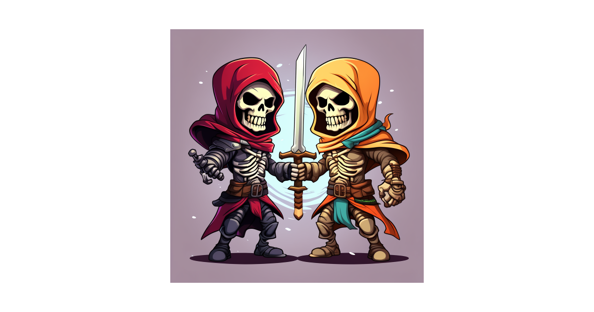 Two Fighting Skeletons With | AI Vector Graphic