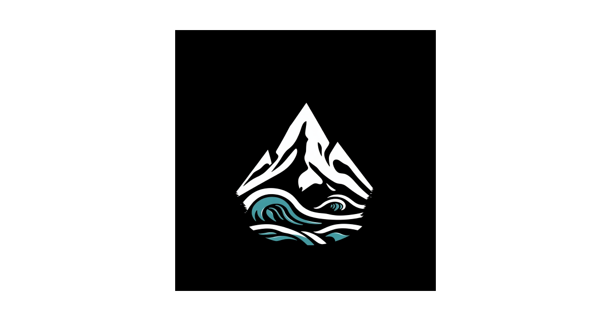 Logo Of Mountains, Waves, Trees, | AI Vector Graphic