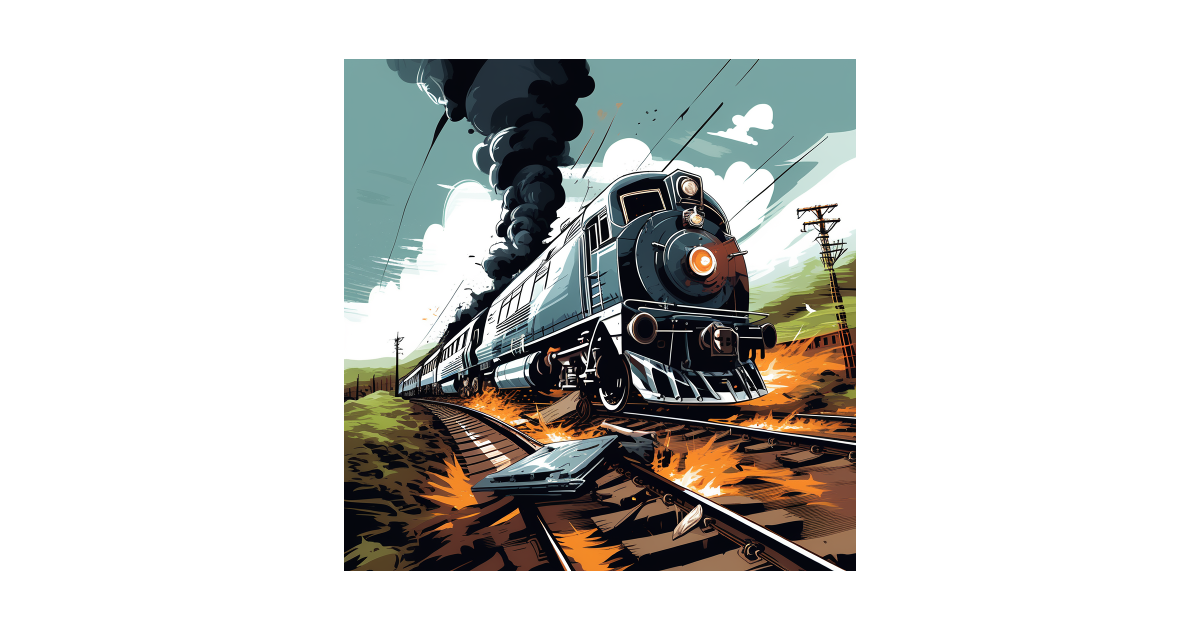 Train Derailing, Vector, Digital | AI Vector Graphic
