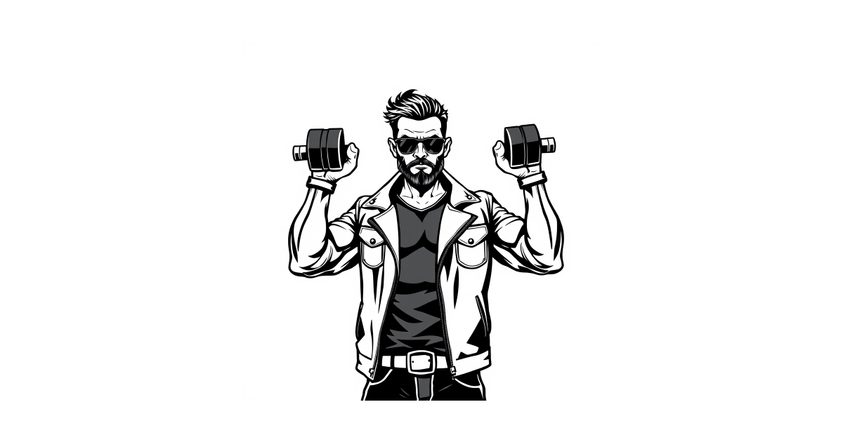 Badass Man Wearing Leather Jacket | AI Vector Graphic