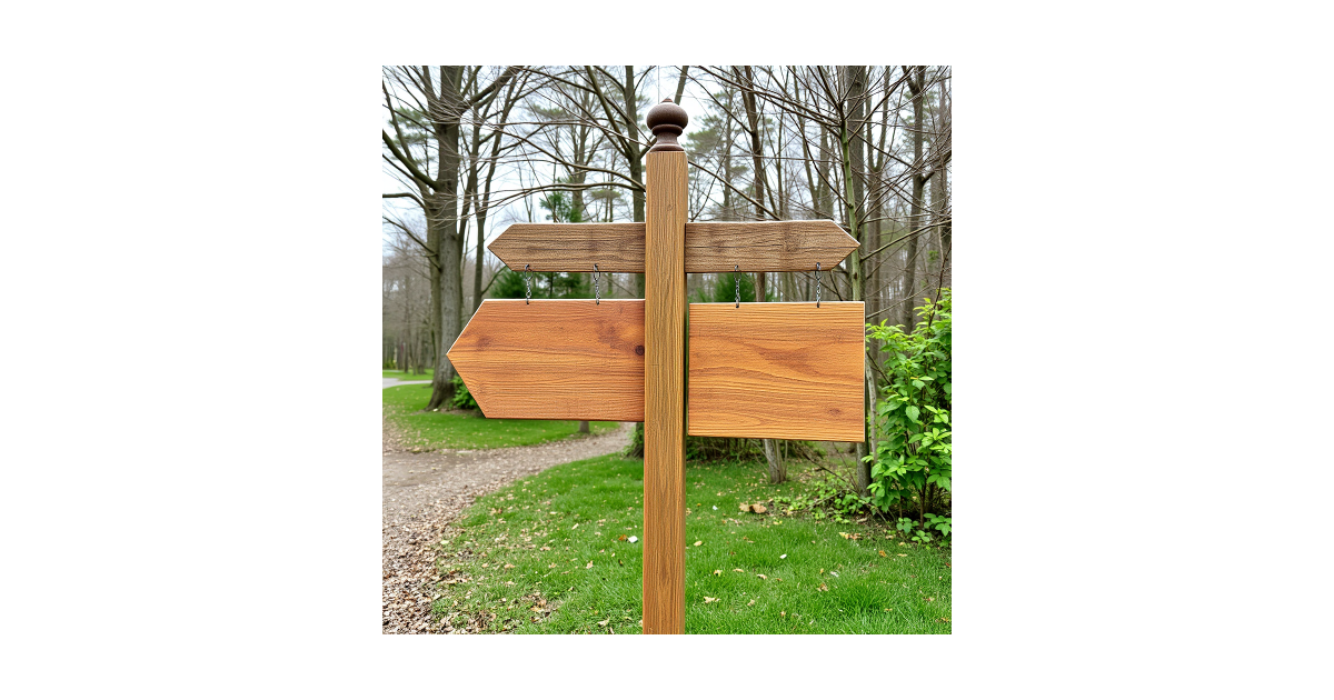 Wooden Sign Post With Two Blank | AI Vector Graphic