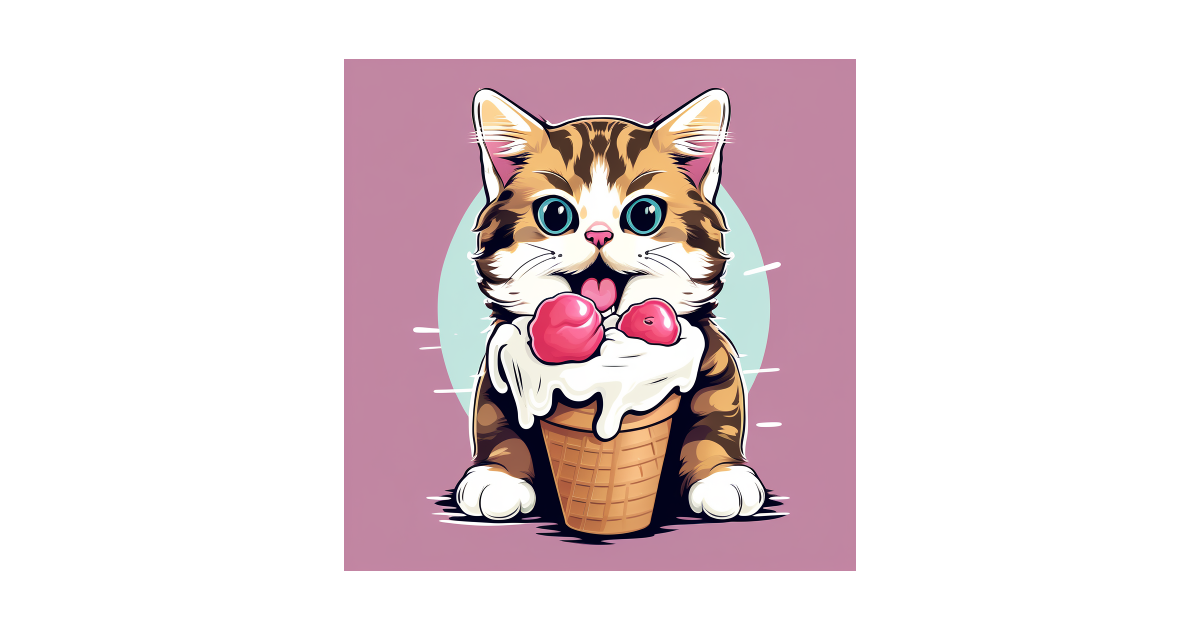 i-need-a-logo-cat-with-eat-ice-cream,-vector,-digital-illustration ...