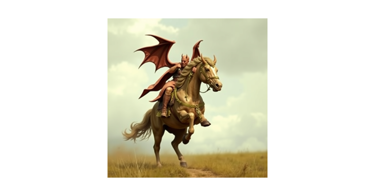Devil Riding A Horse, Vector, | AI Vector Graphic