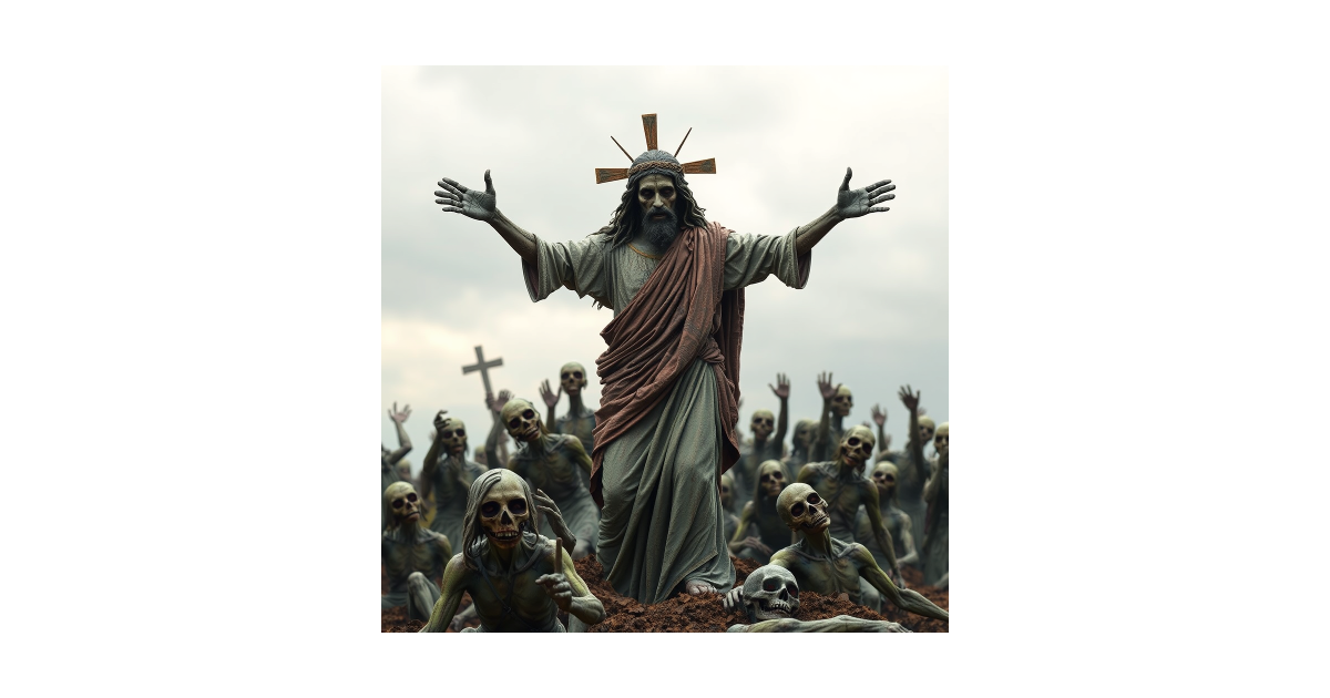 Zombie Jesus, Clean Bold Lines, | AI Vector Graphic