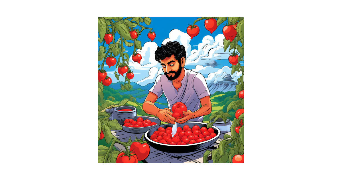 Tomato Thokku Making Image, | AI Vector Graphic