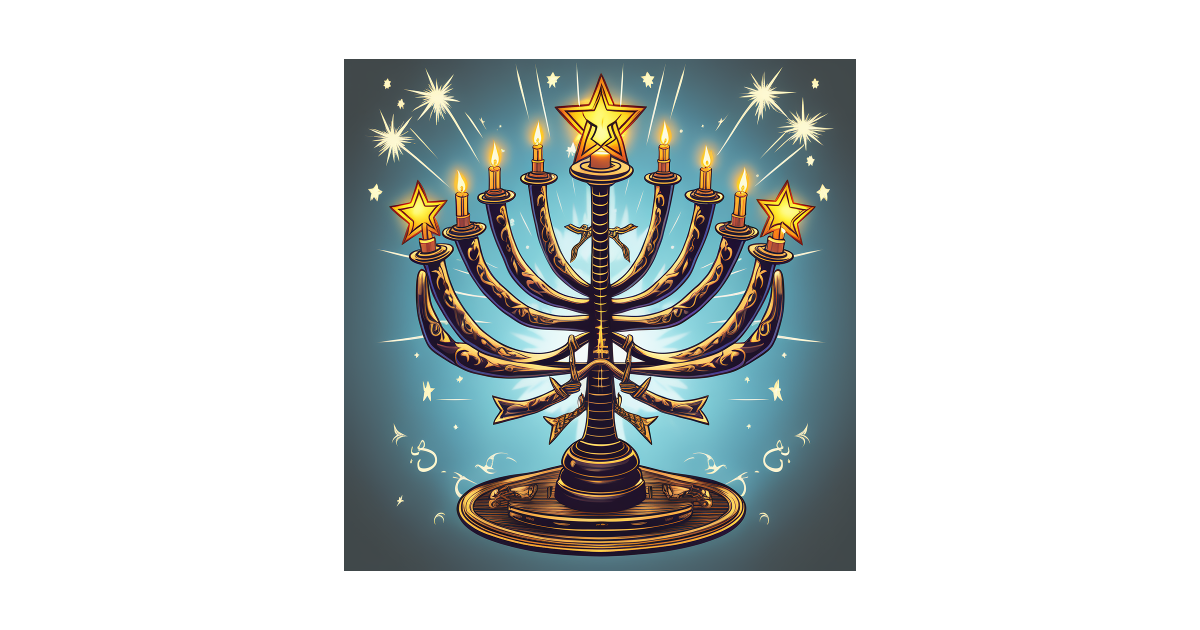 A Messianic Menorah With 7 Arms | AI Vector Graphic