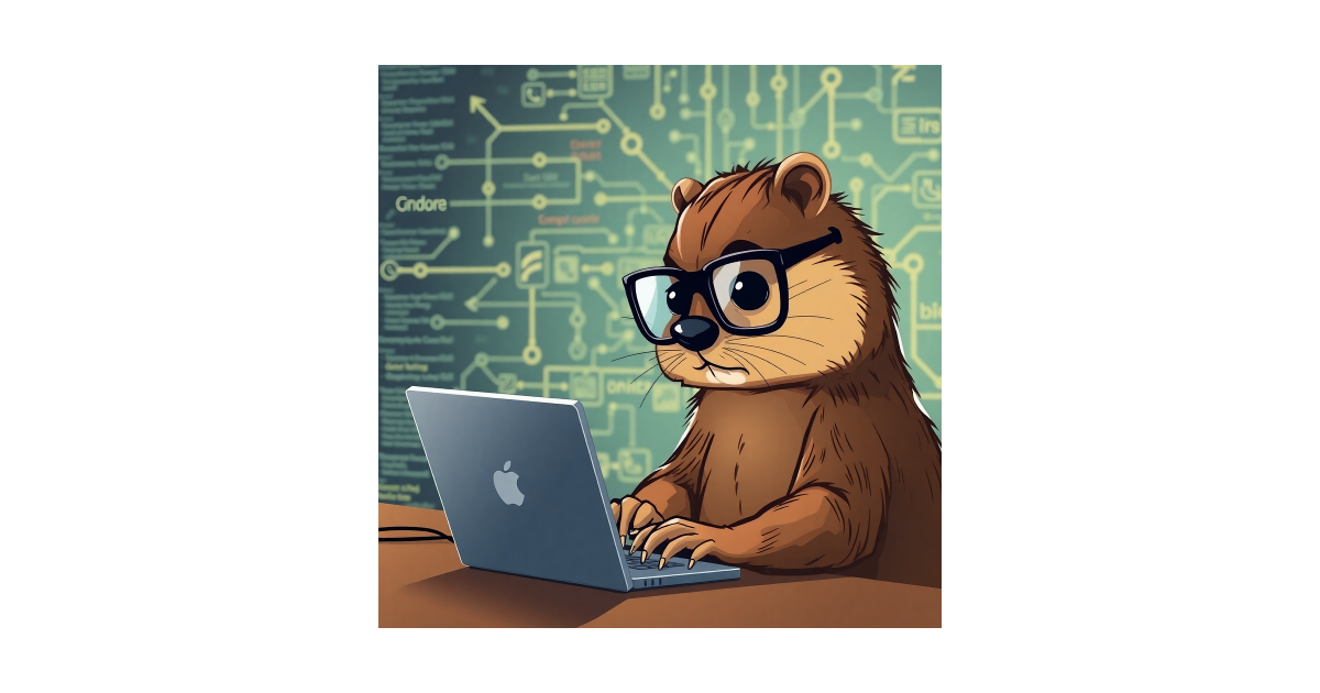 A Cute Smart Beaver Programmer, In | AI Vector Graphic